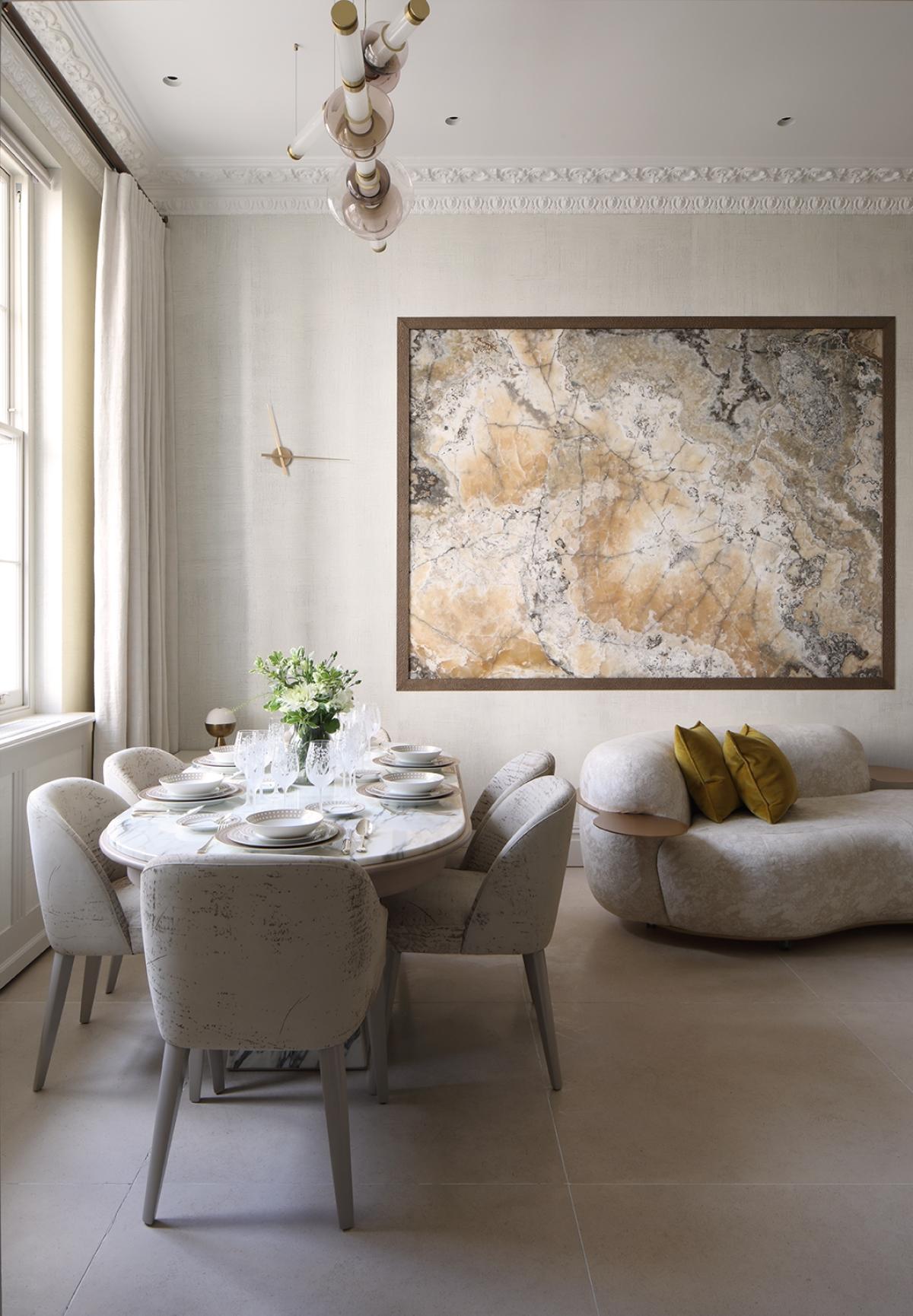 Gold chandeliers in Juliette Byrne's latest project | Gabriel Scott